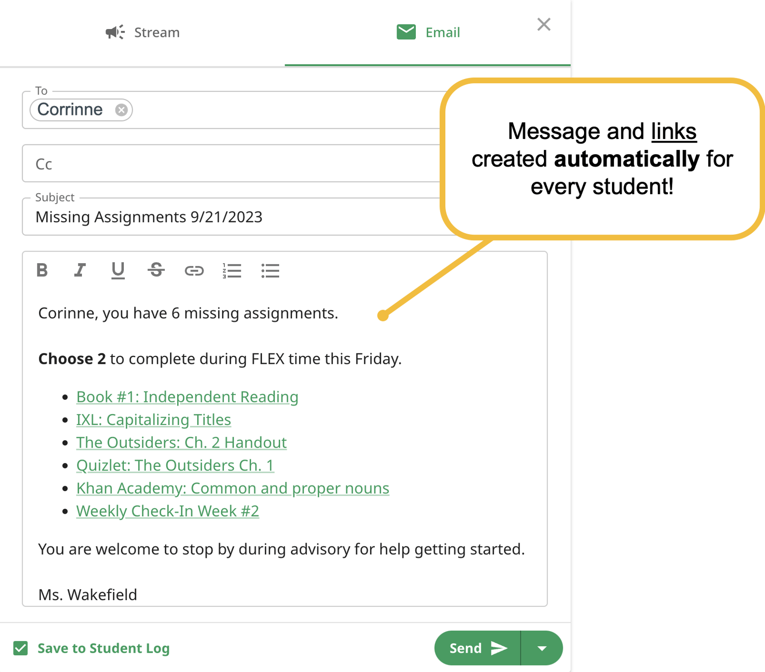What can I do with the Missing Assignment Report?