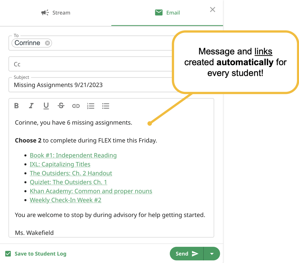 What can I do with the Missing Assignment Report?