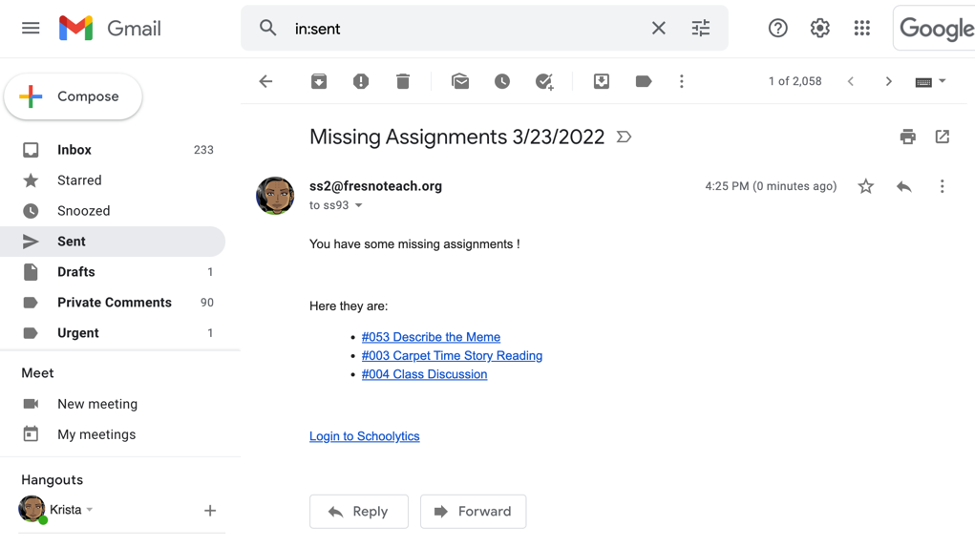How to send bulk missing assignment emails to all students
